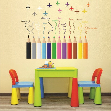 Sticker educativ pentru copii - Creioane Colorate - 60x90 cm - eMAG.ro