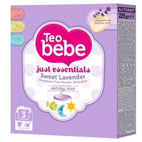 Detergent pudra Teo Bebe Just Essentials, cu levantica, automat, 0.225 ...