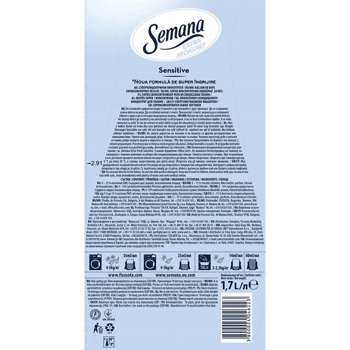 Balsam de rufe Superconcentrat Semana Sensitive, 68 spalari, 1,7l - eMAG.ro