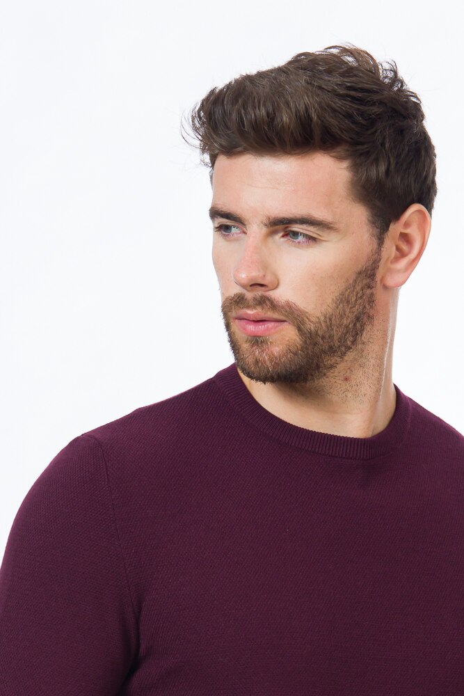 Pulover rosu bordo, BE YOU, structura bob, S INTL - eMAG.ro