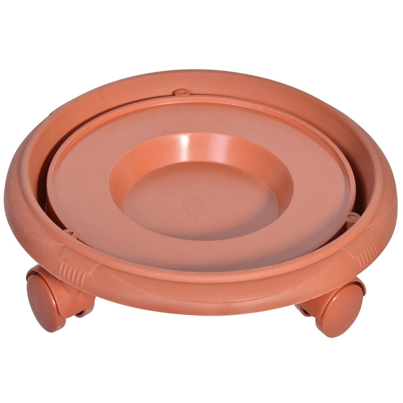 Suport Ghiveci, Cu roti, Plastic, 26 x 4 cm, Maro, VD - eMAG.ro