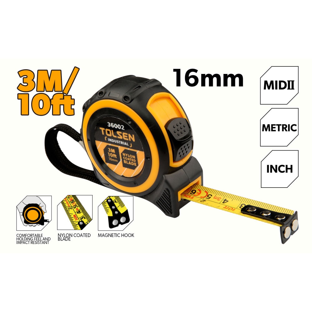 Ruleta 3 m x 16 mm metric si inch, Industrial, Tolsen - eMAG.ro
