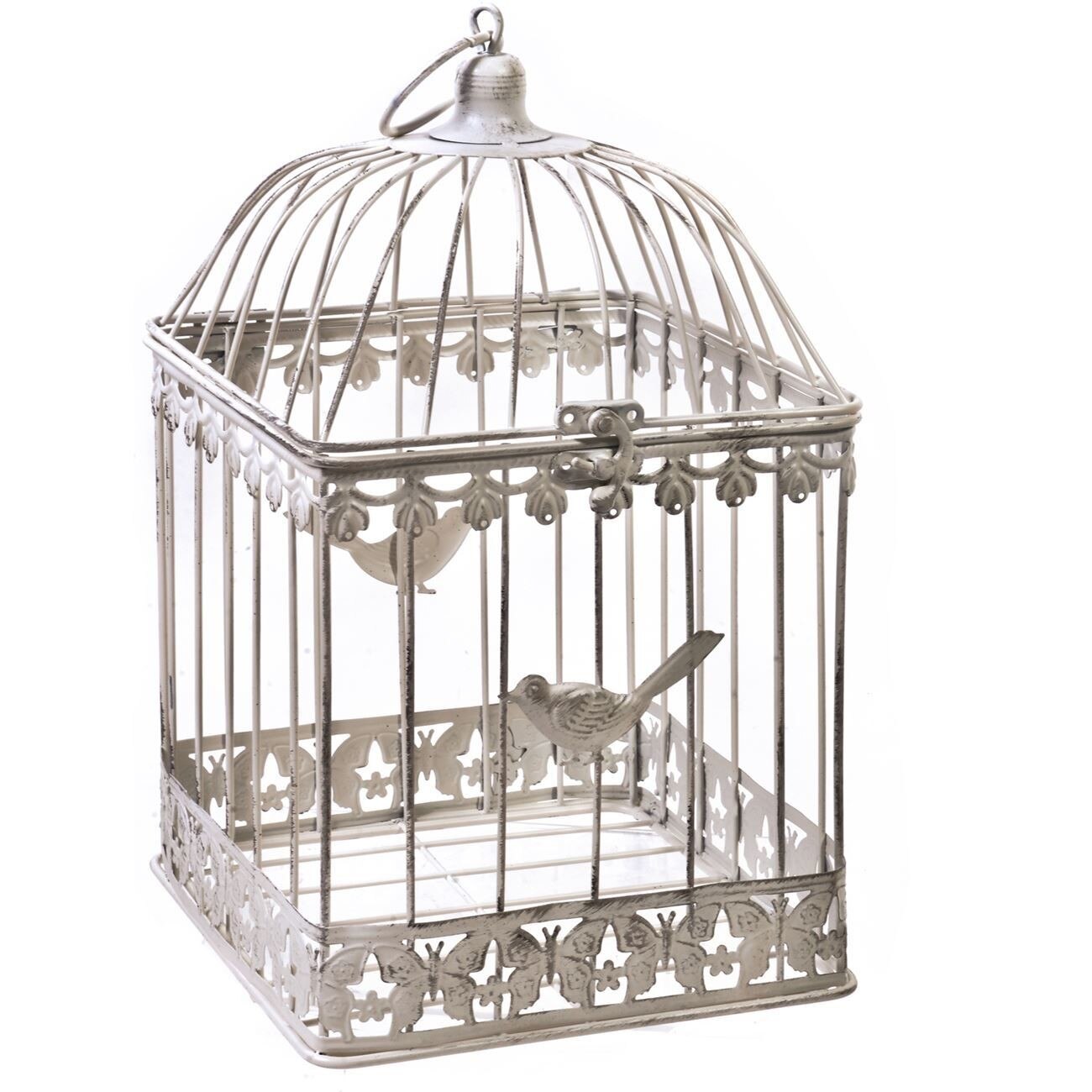 Colivie metal alb patinat patrata 35 cm x 20 cm - eMAG.ro