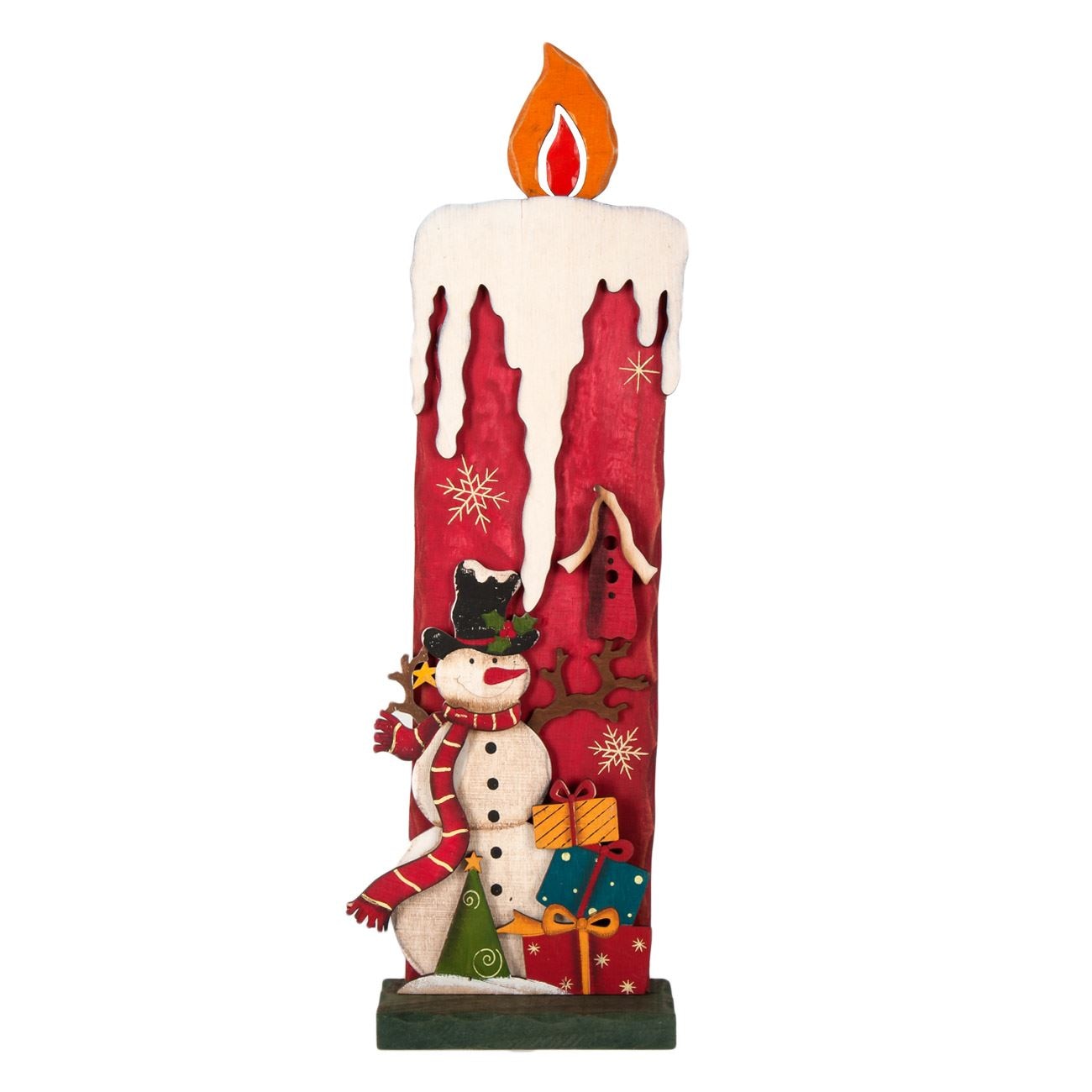 Коледна украса за елха със свещ и снежен човек, DecorCasa, 50,5 см ...