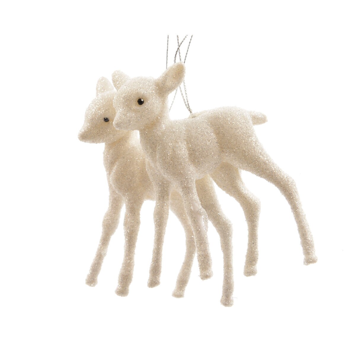 Set 2 figurine caprioare sclipici, cu agatatoare, 7.5cm - eMAG.ro