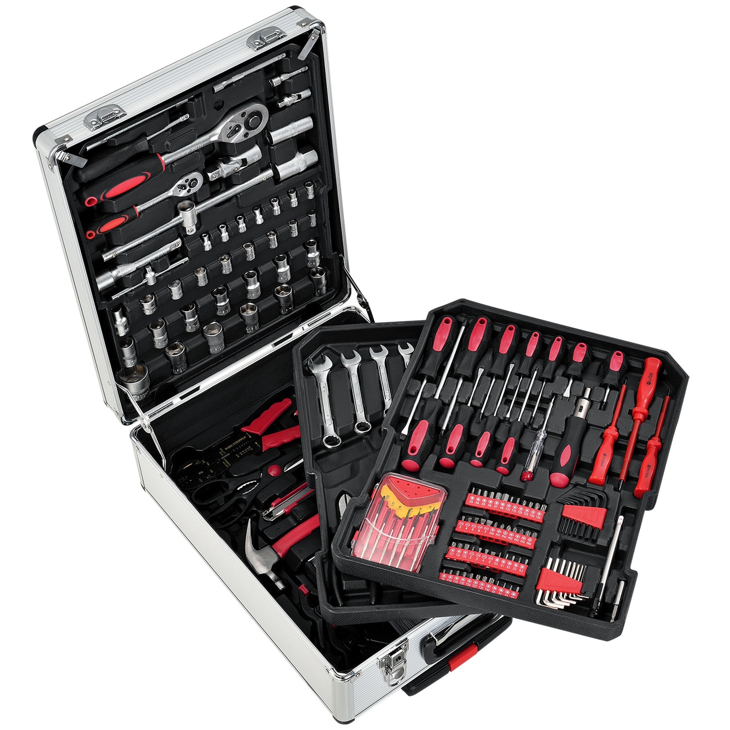 Trusa scule universala Hobby, set 975 piese, troler aluminiu, argintiu ...