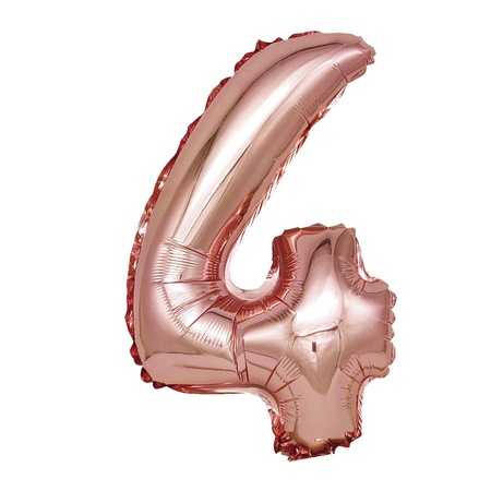 Balon din folie metalizata Rose Gold, Mirific Party, Cifra 4, 40 cm ...