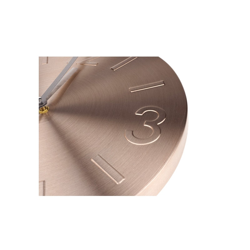 Ceas perete din Aluminiu, cu limbi negre, D35cm, culoare bronz - eMAG.ro