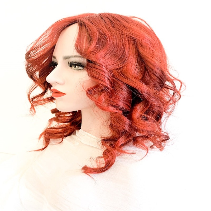 Peruca din par 100% natural uman lucrata manual Model Arabela rosu ...