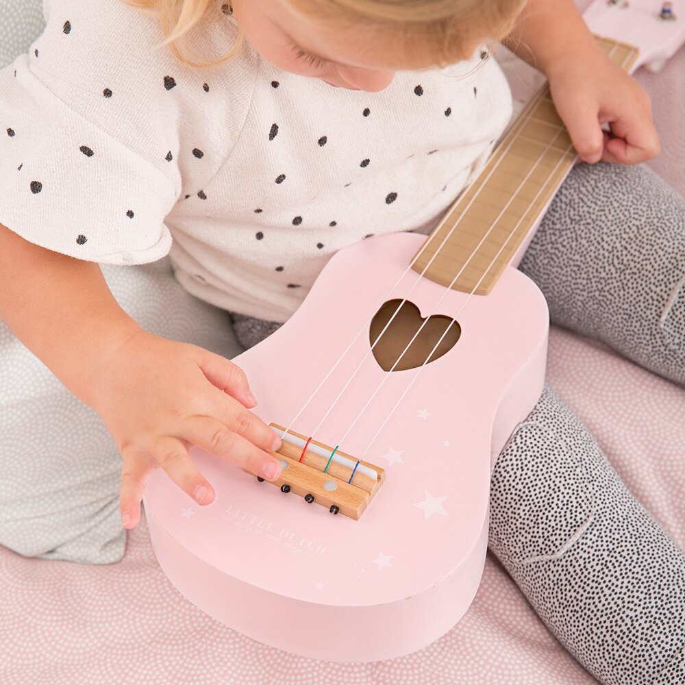 Jucarie chitara Little Dutch de lemn pentru copii, Roz - eMAG.ro