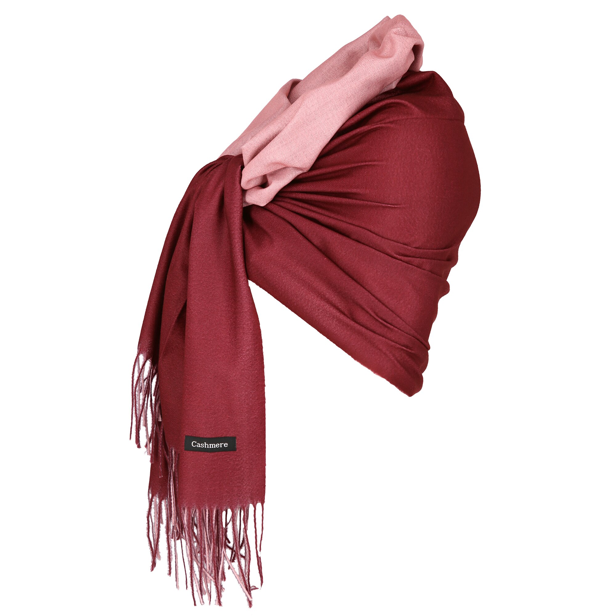 Fular tip sal, cu doua fete uni, Dacali, grena/roz - eMAG.ro