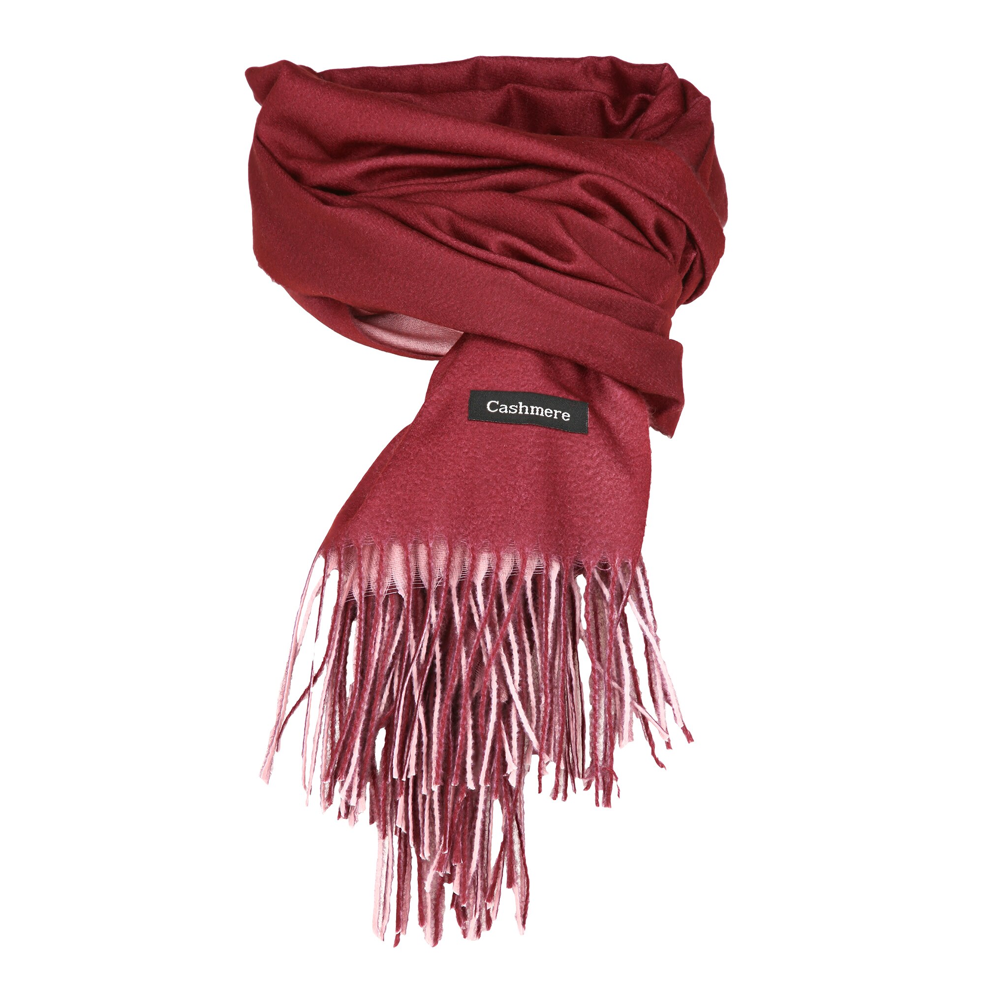 Fular tip sal, cu doua fete uni, Dacali, grena/roz - eMAG.ro