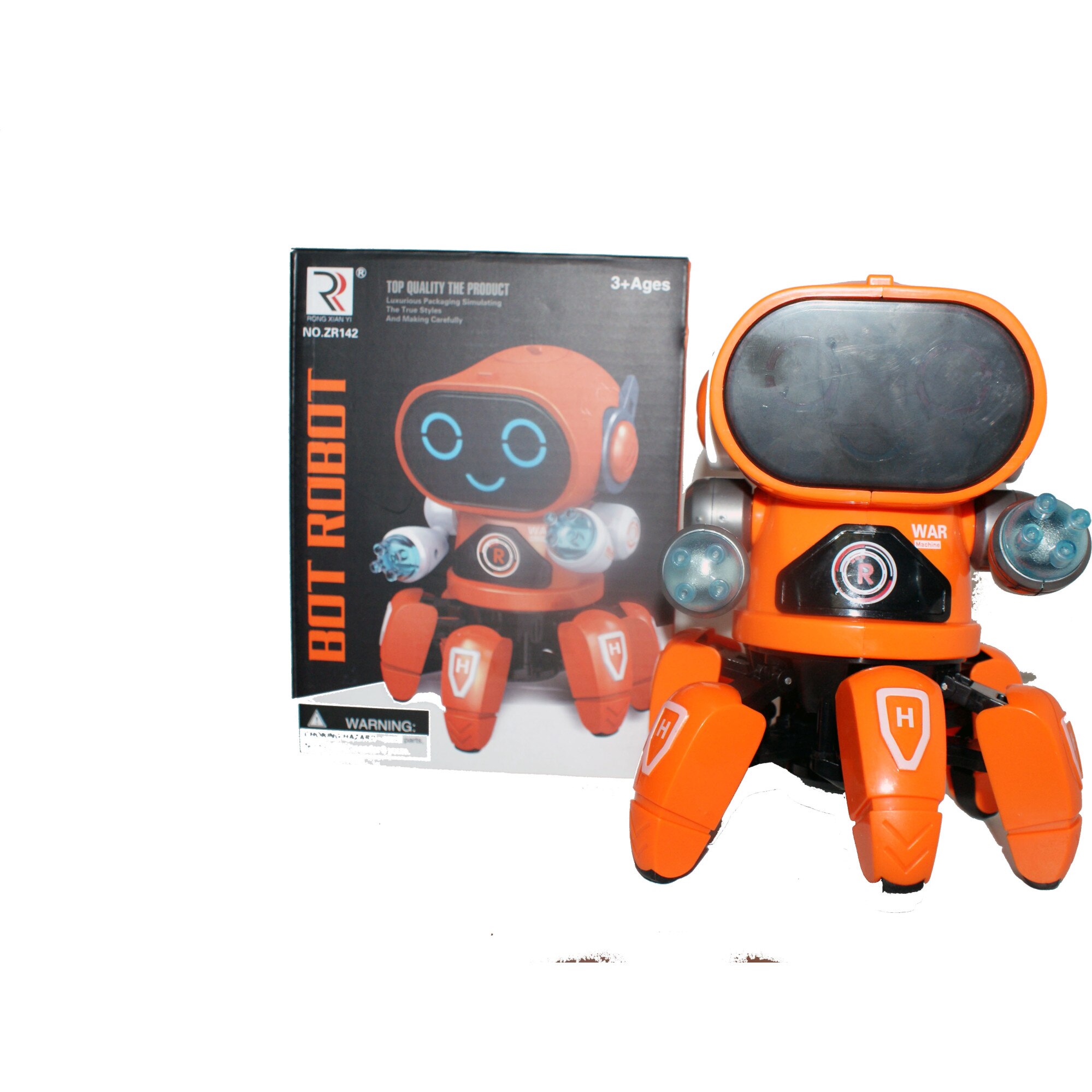 Robot Bot Pioneer cu muzica si lumini, portocaliu - eMAG.ro