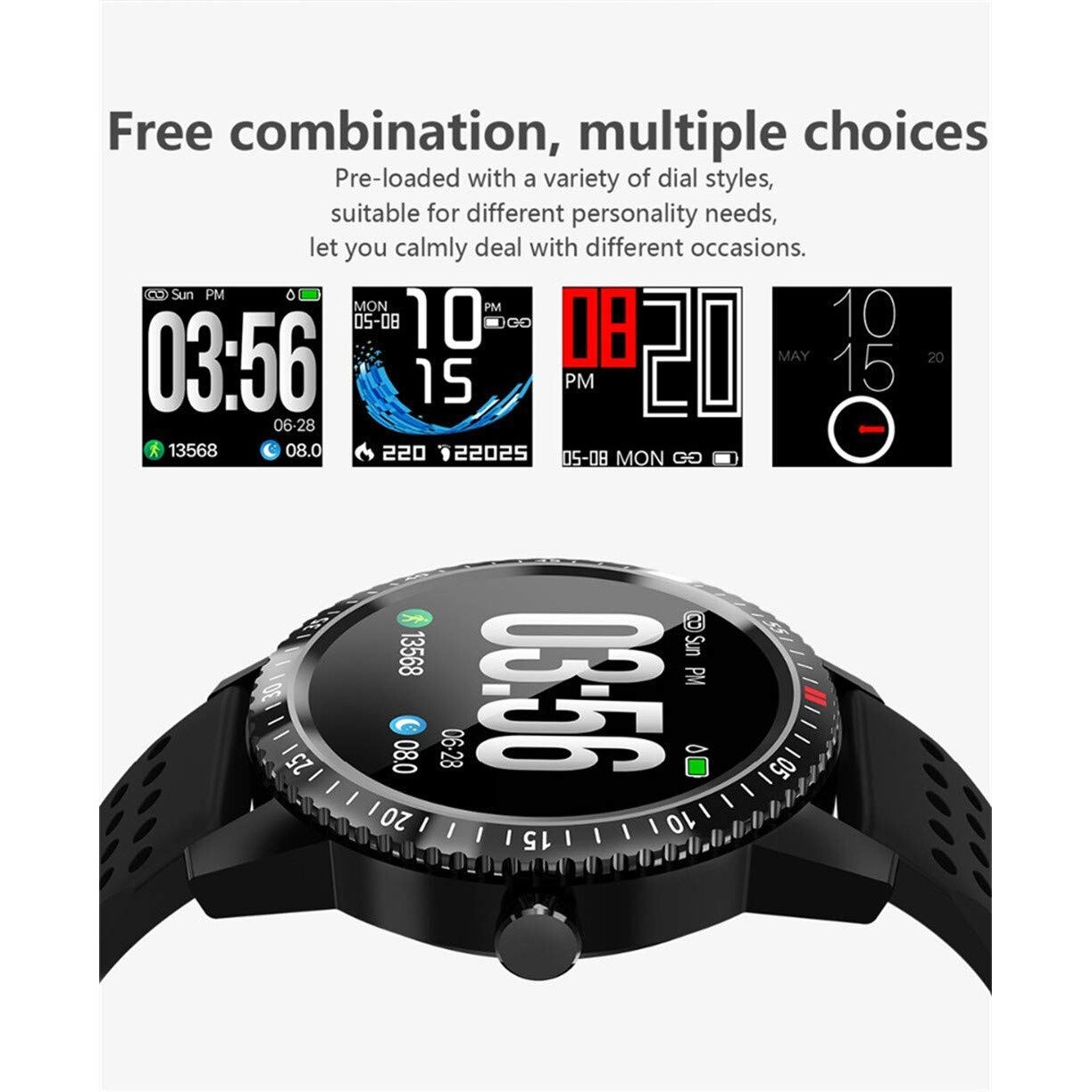 Smartwatch T1, bluetooth 4.0, измерва кръвно налягане, изгорени калории ...