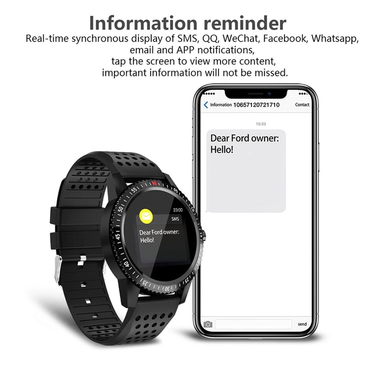 Smartwatch T1, bluetooth 4.0, измерва кръвно налягане, изгорени калории ...