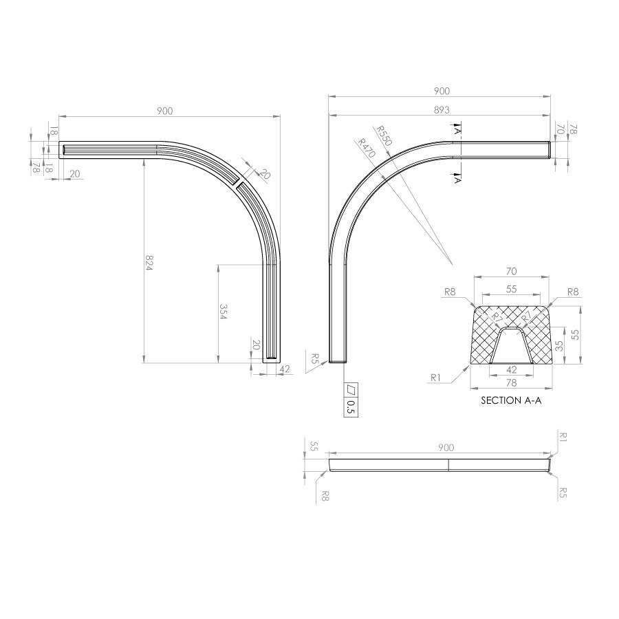 Prag dus din granit semirotund 90*90 cm crem - eMAG.ro