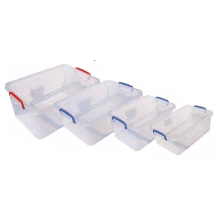 Cutii depozitare transparente cu capac, set 4 bucati - eMAG.ro