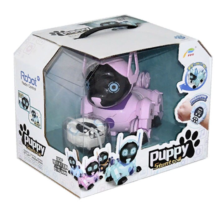 Robot Catelus Smart cu telecomanda ceas, PUPPY Stunt Roll, cantece ...