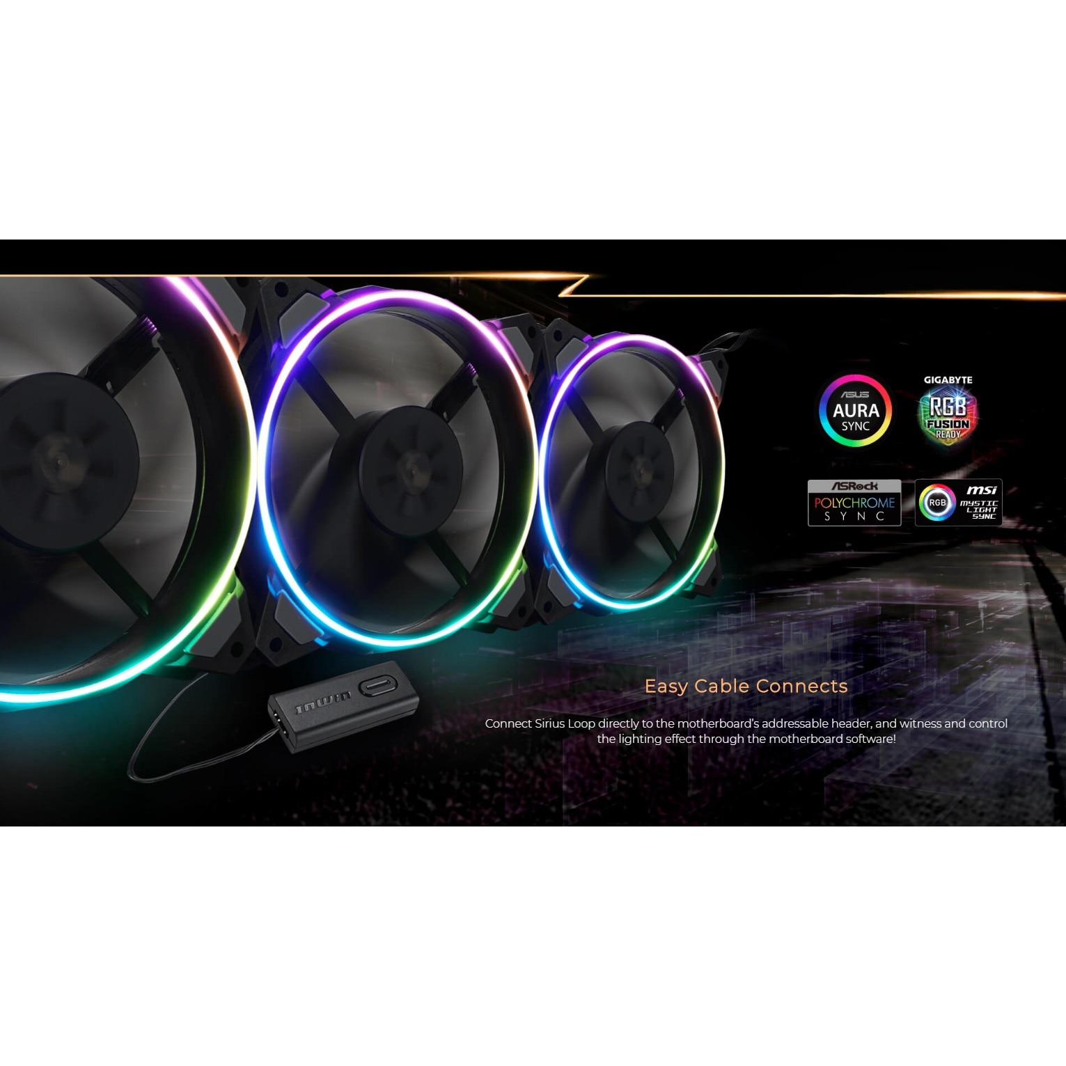 Set 3 Ventilatoare In Win Sirius Loop ASL120, ARGB, 120mm, controller ...