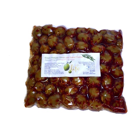 Masline verzi Halkidiki cu ardei dulce, Olive's Life, 500g - eMAG.ro