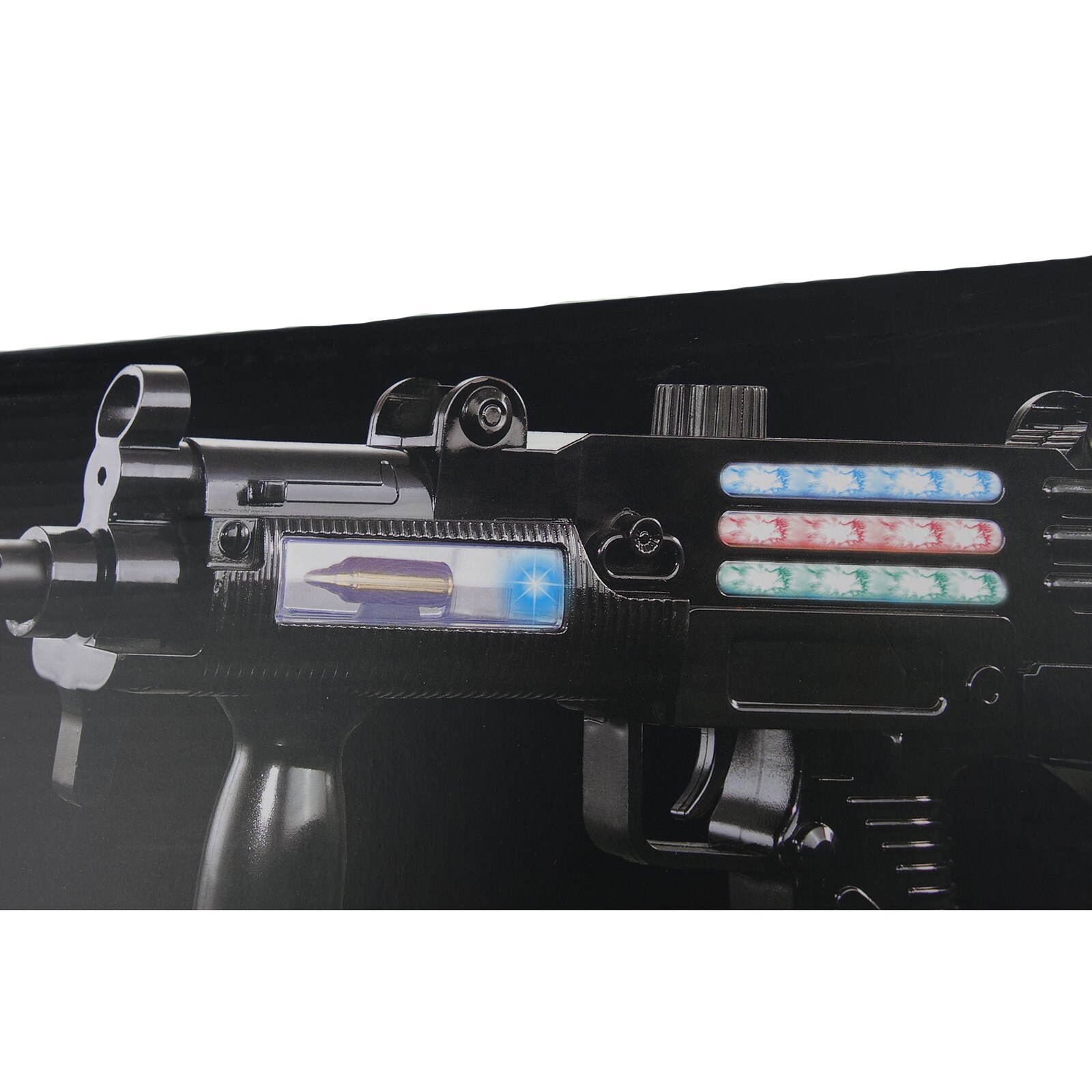 Mitraliera automata, model UZZI, cu luminite, sunete si vibratii, 35 cm ...