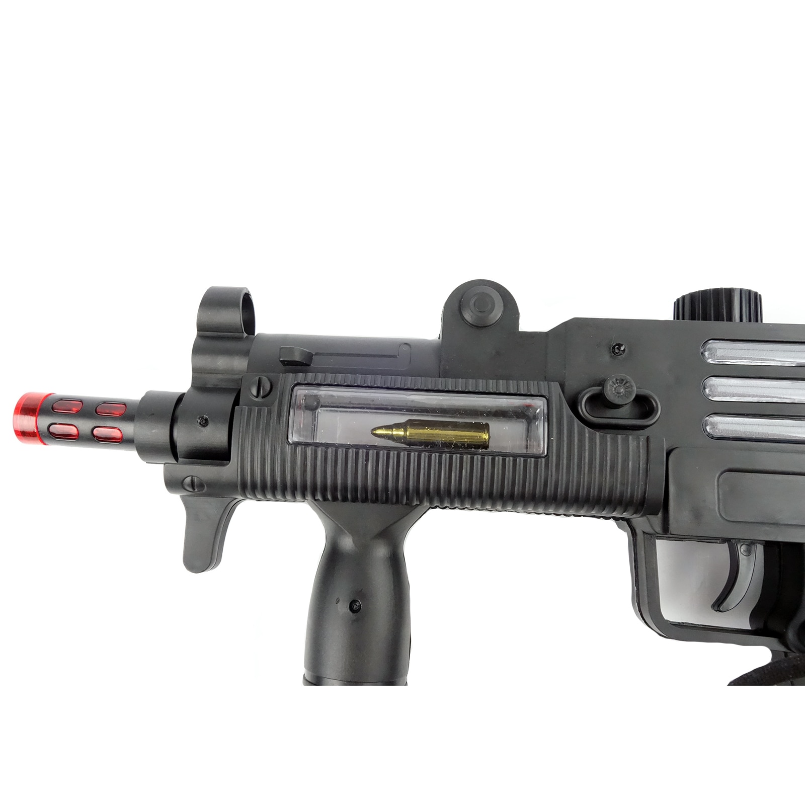 Mitraliera automata, model UZZI, cu luminite, sunete si vibratii, 35 cm ...