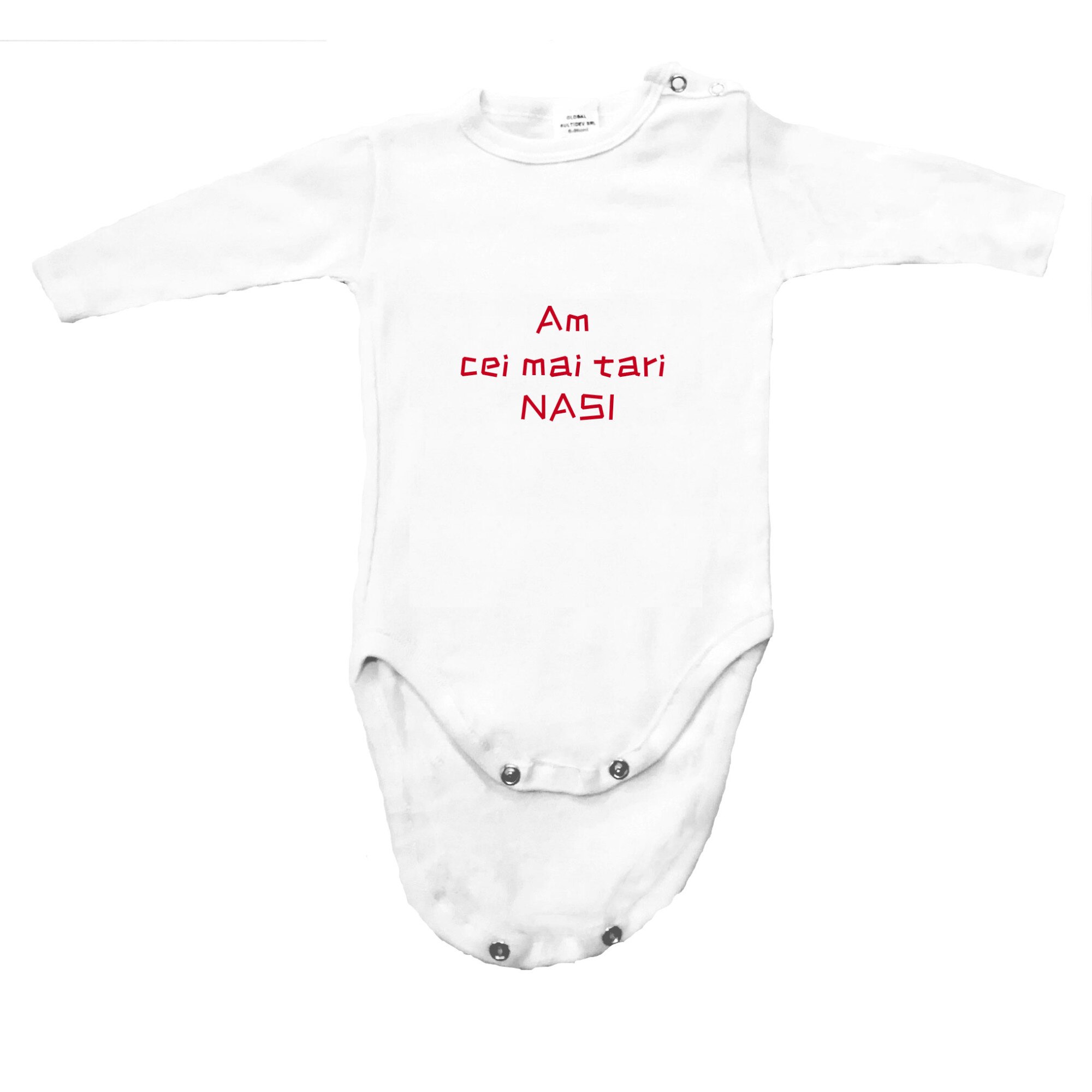 Body personalizat "Am cei mai tari nasi", bumbac 100%, alb - eMAG.ro