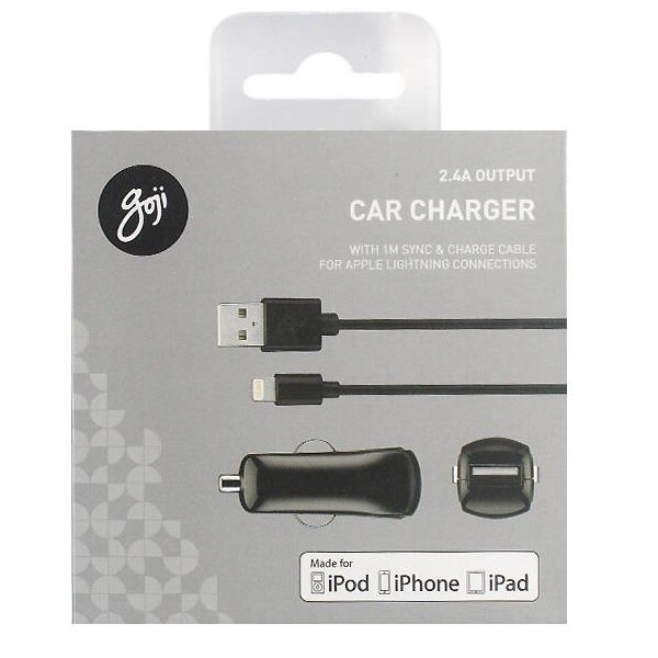 Goji Car Charger 2.4A with Lightning Cable - зарядно за кола с USB 2.4A ...