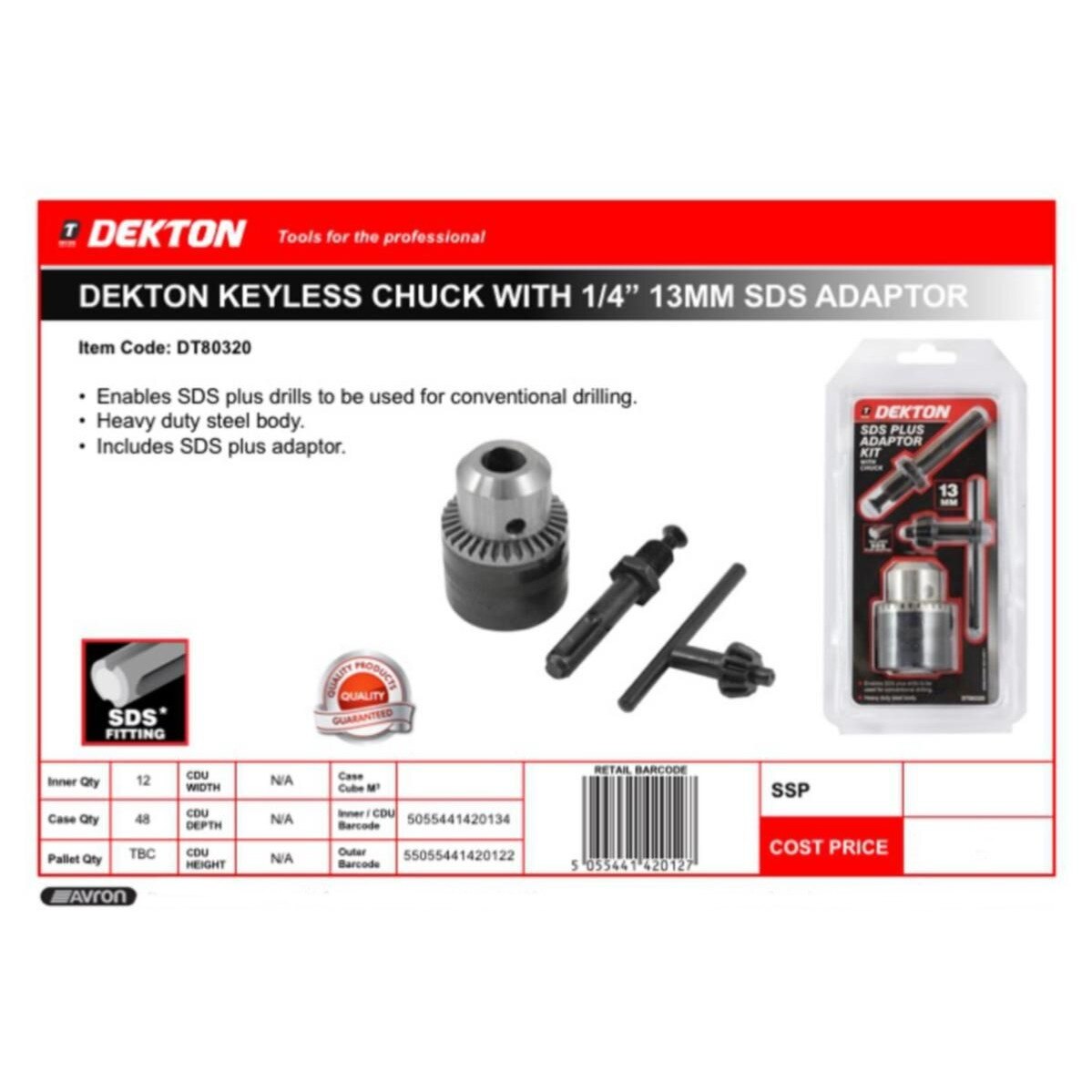 Mandrina cu cheie 13MM cu adaptor SDS Plus Dekton, DT80320 - eMAG.ro