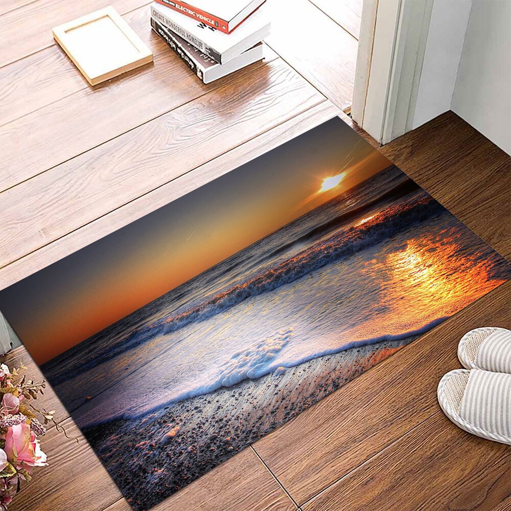 Covor Intrare Impermeabil Pres PVC Art Factory Apus pe plaja, 50 x 70 ...