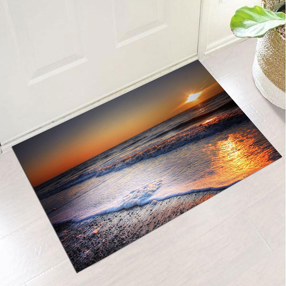 Covor Intrare Impermeabil Pres PVC Art Factory Apus pe plaja, 50 x 70 ...