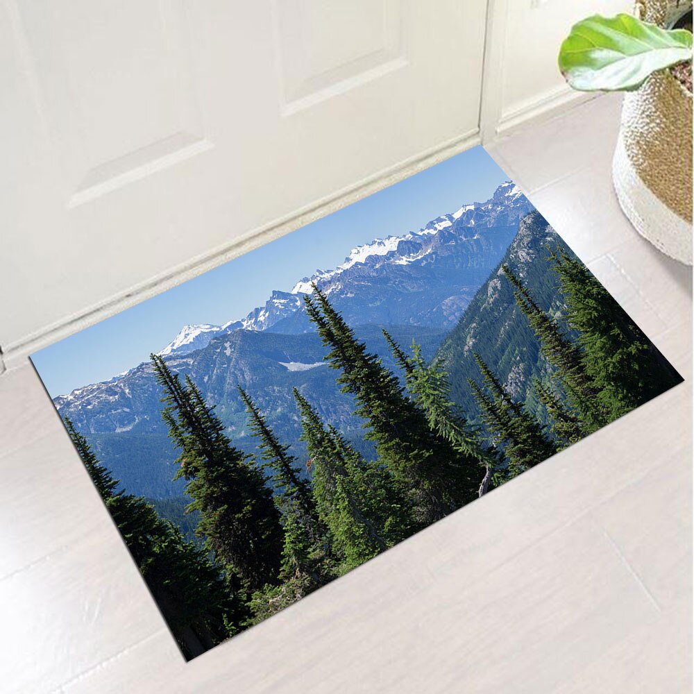 Covor Intrare Impermeabil Pres PVC Art Factory Peisaj de munte cu brazi ...