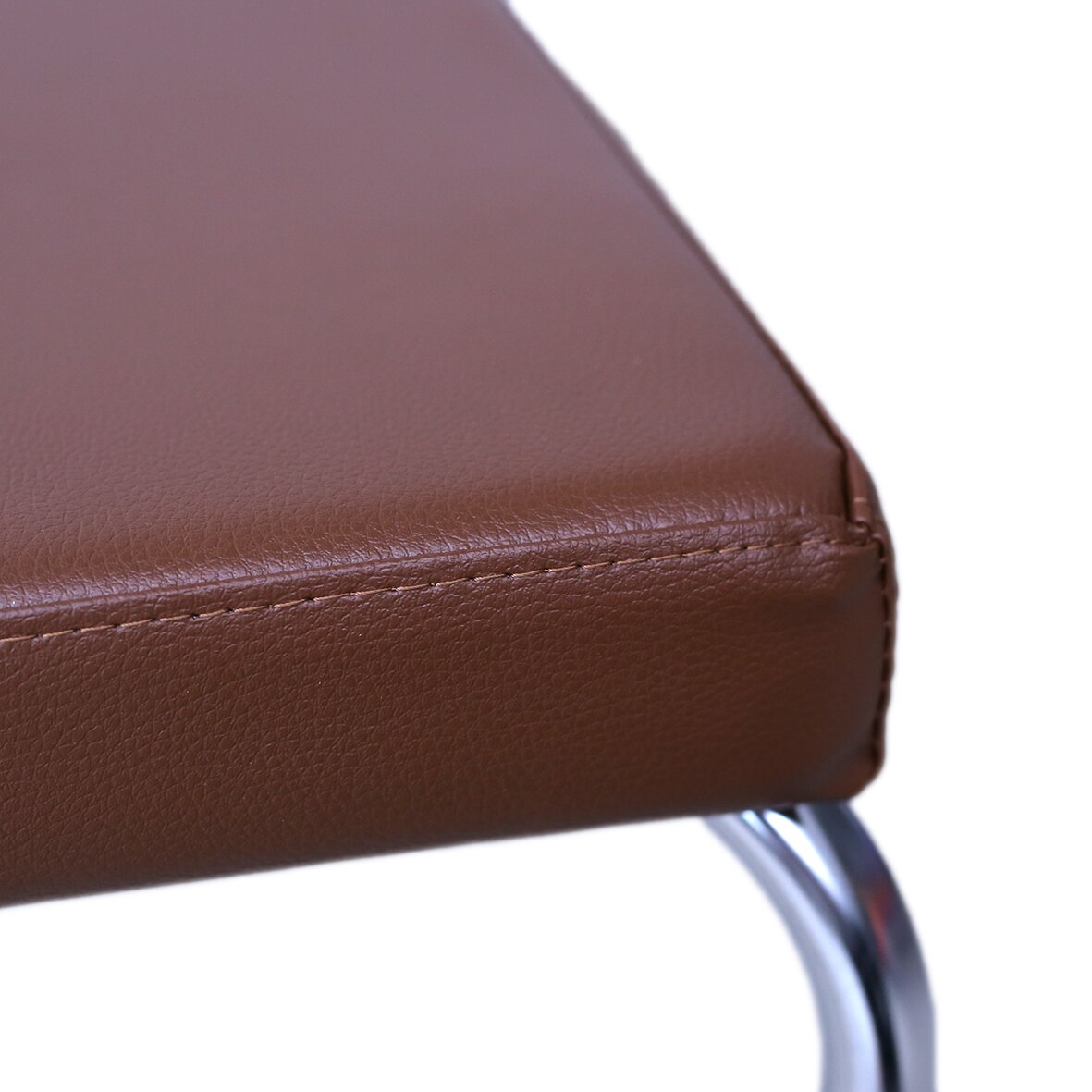 Scaun taburet MF Tutti, cadru cromat, PU, Maro - eMAG.ro