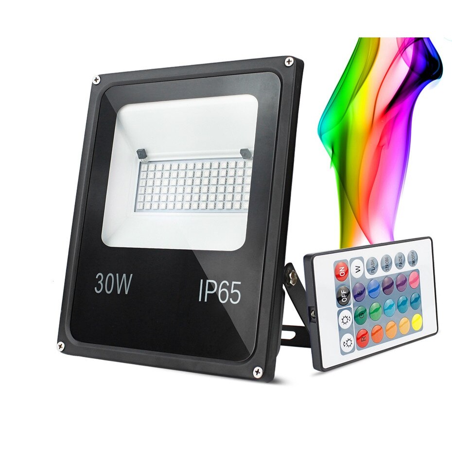 Proiector LED SMD, 30W, IP65, RGB cu telecomanda KATHODE - eMAG.ro