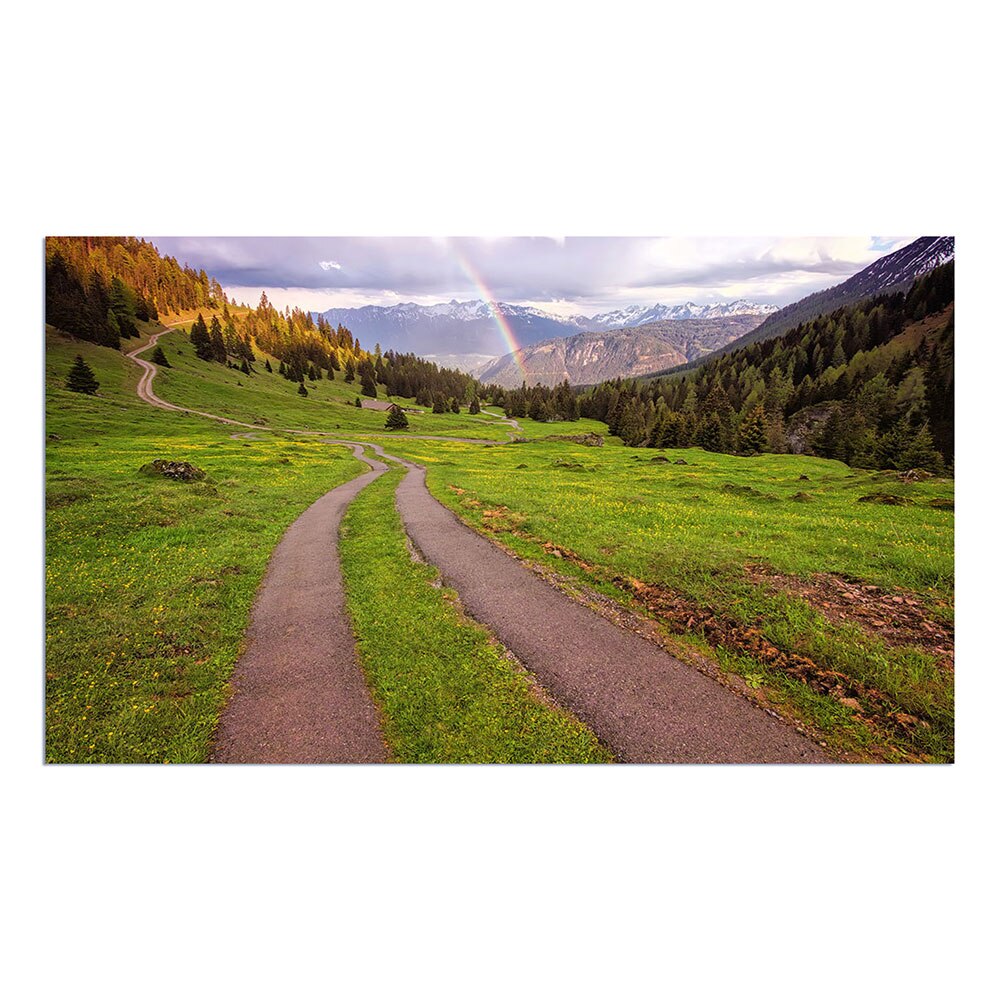 Covor Intrare Impermeabil Pres PVC Art Factory Curcubeu la munte, 50 x ...