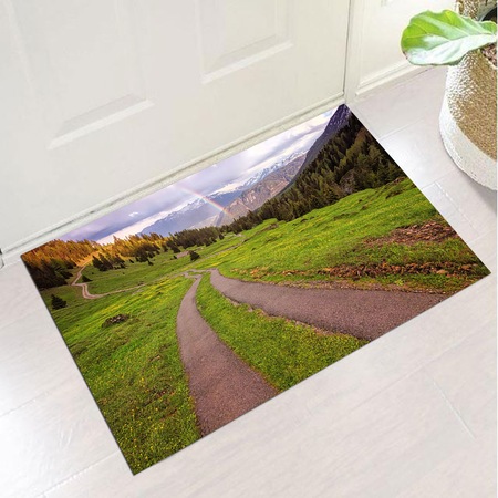 Covor Intrare Impermeabil Pres PVC Art Factory Curcubeu la munte, 50 x ...