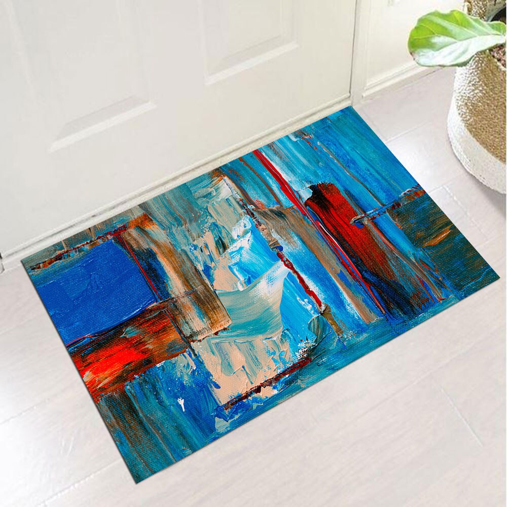 Covor Intrare Impermeabil Pres PVC Art Factory Rosu-Albastru, 50 x 70 ...