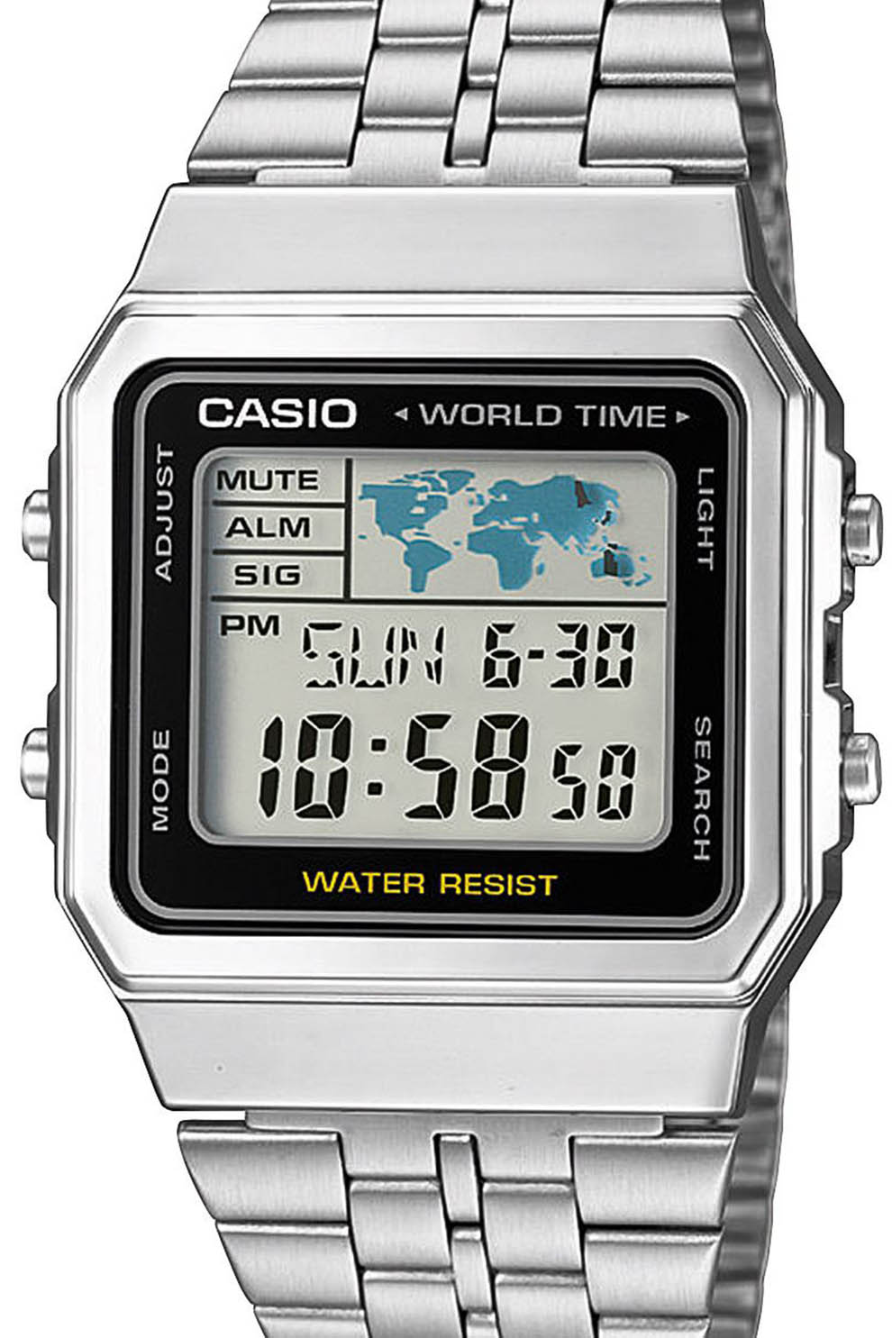 Casio, Ceas digital dreptunghiular, Argintiu - eMAG.ro