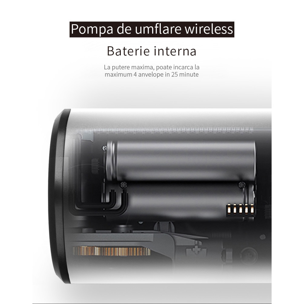 Compresor auto portabil, Reincarcabil, LED, Afisaj LCD, Conexiune ...