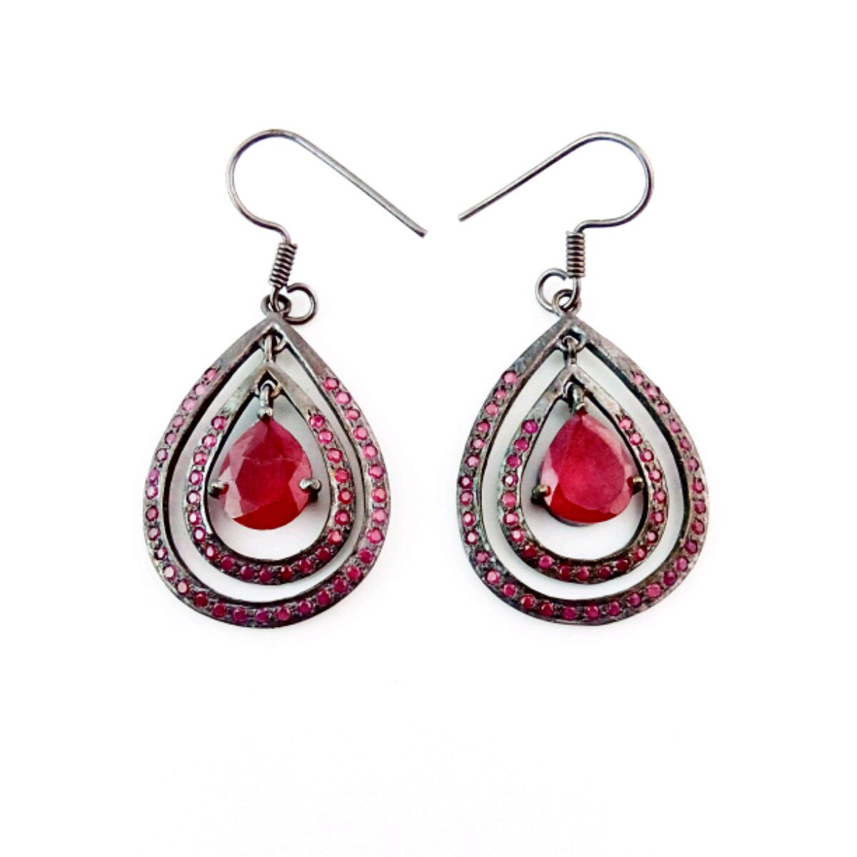 Cercei rosii de dama Orlov Jewellery din argint, cupru, rubin si ...