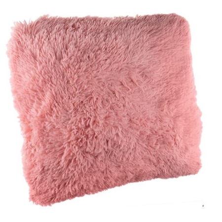 Perna decorativa, pufoasa, moale, blana artificiala, roz, 52 x 52 x 12 ...