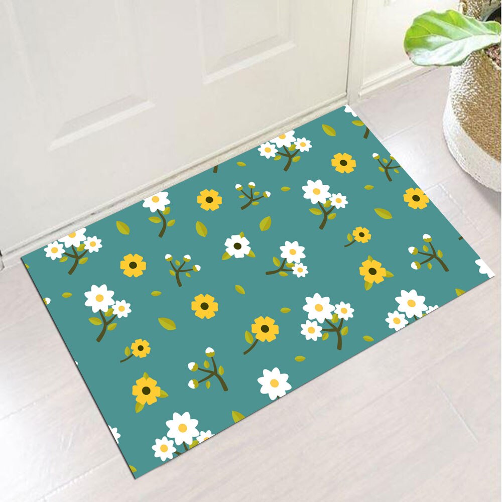 Covor Intrare Impermeabil Pres PVC Art Factory Crengute cu flori albe ...