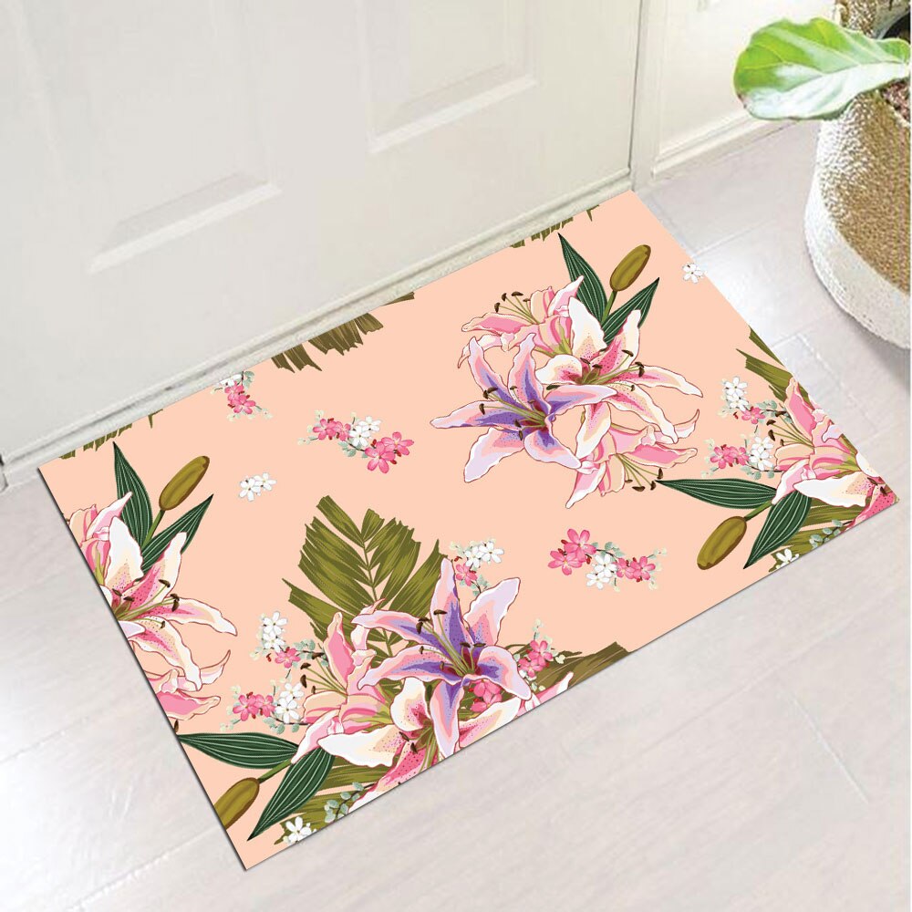 Covor Intrare Impermeabil Pres PVC Art Factory Crini roz, 50 x 70 cm ...