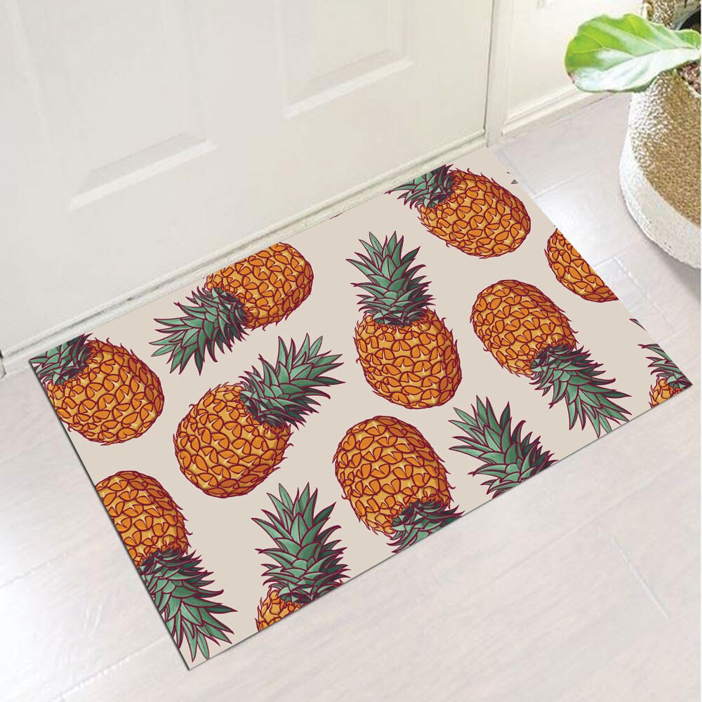 Covor Intrare Impermeabil Pres PVC Art Factory Ananasi pe fundal roz ...