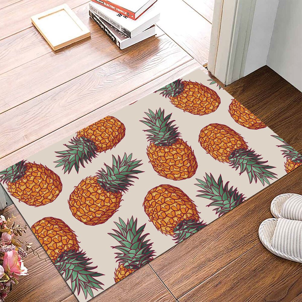 Covor Intrare Impermeabil Pres PVC Art Factory Ananasi pe fundal roz ...