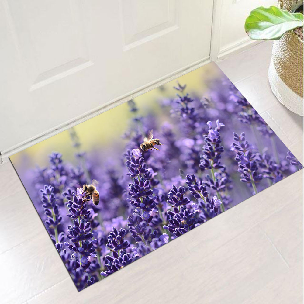 Covor Intrare Impermeabil Pres PVC Art Factory Albine pe lavanda, 50 x ...