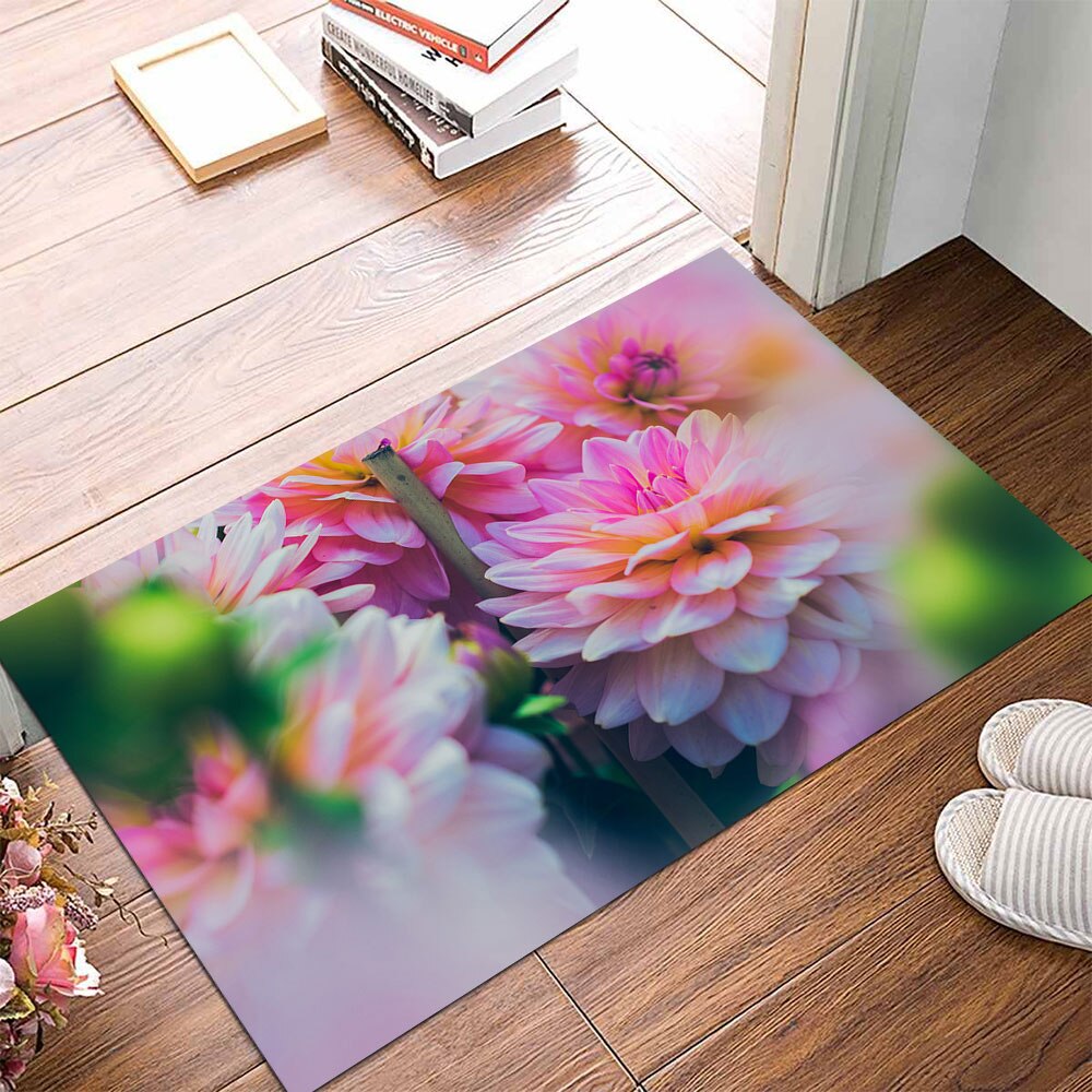 Covor Intrare Impermeabil Pres PVC Art Factory Crizantema roz, 50 x 70 ...