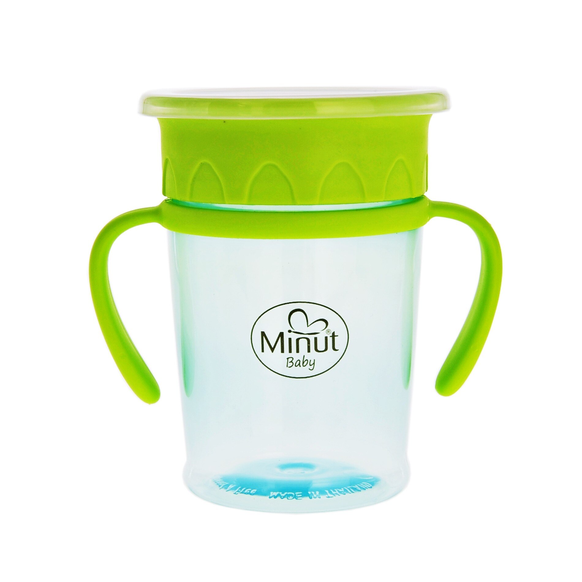 Cana anticurgere 360° cu manere Minut Baby, 270 ml, 6+, verde - eMAG.ro
