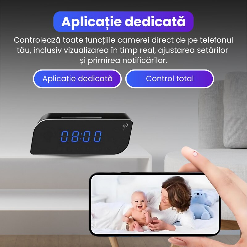 Camera Spy WI-FI IP Ascunsa in Ceas Desteptator, Dispozitiv de Spionaj ...