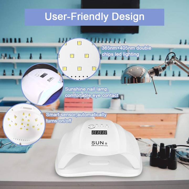 Lampa Profesionala AKU Uscare Unghii UV LED 54 W SUN, Uscare 10-99 sec ...